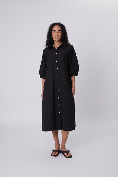 Cascade Shirt Dress - Black | marlowstore.com