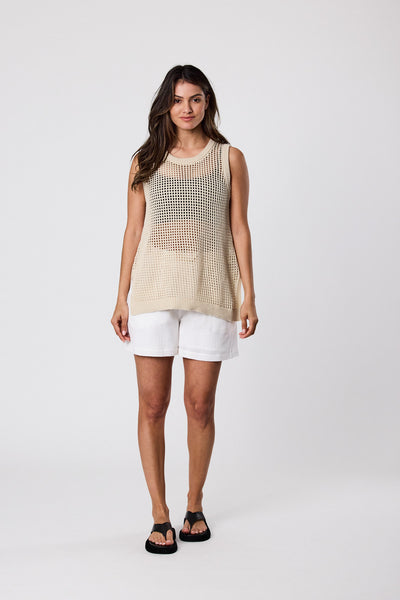 Cruise Mesh Knit Tank - Natural | marlowstore.com